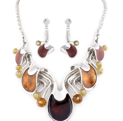 Alloy Enamel Earrings and Necklace Set droplets earrings cherry red cherry necklace earrings Jewelry Set BJX-4332