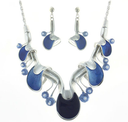 Alloy Enamel Earrings and Necklace Set droplets earrings cherry red cherry necklace earrings Jewelry Set BJX-4332