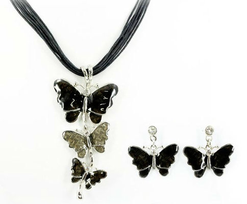 Enamel butterfly necklace red pink butterfly earrings butterfly necklace Jewelry Set BJX-4333