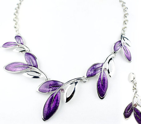 High-grade alloy rhinestone necklace earrings brown leaf drip necklace fashion jewelry accessories BJX4338