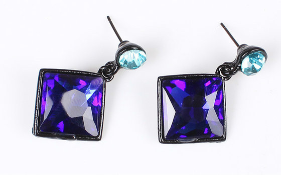 Retro pop stained glass necklace Classic Square Necklace Square earrings Rectangular jewelry wholesale MD1415