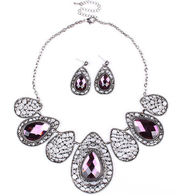 Droplets necklace Manufacturers Tibetan silver retro Droplets pendant necklace collarbone Water drop earrings  MD1422