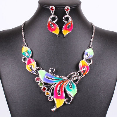 2014 spring butterfly necklace Phoenix Necklace Peacock Necklace Phoenix Earring  MD1424