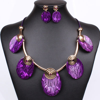Egg-shaped necklace High-end multi-colored resin earrings necklaces Thread Necklace Spiral necklace MD1425