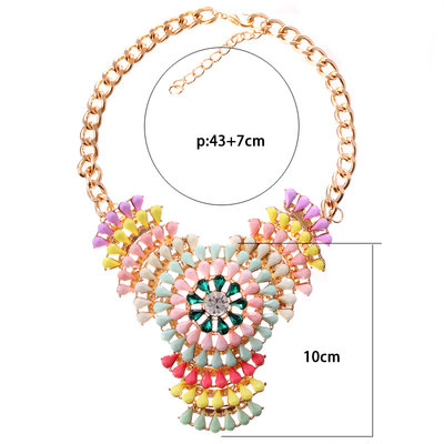 Ra necklace Round Necklace Titan earrings Colorful zinc alloy diamond clavicle chain MD1434