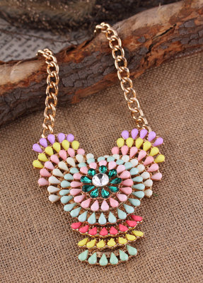 Ra necklace Round Necklace Titan earrings Colorful zinc alloy diamond clavicle chain MD1434