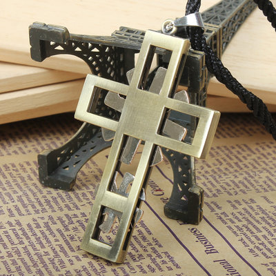Retro bohemian style antique copper cross Women pendant Men necklace   QNN4001