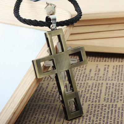 Retro bohemian style antique copper cross Women pendant Men necklace   QNN4001
