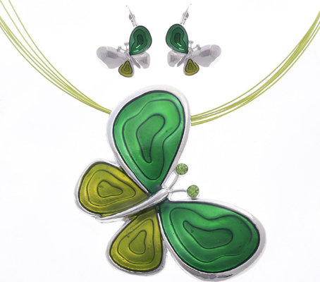 Red Butterfly Necklace High-grade alloy butterfly  Enamel Butterfly Earrings and Necklace Set BJX4322