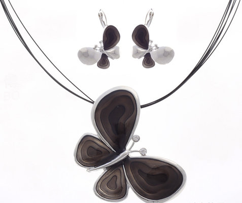 Red Butterfly Necklace High-grade alloy butterfly  Enamel Butterfly Earrings and Necklace Set BJX4322