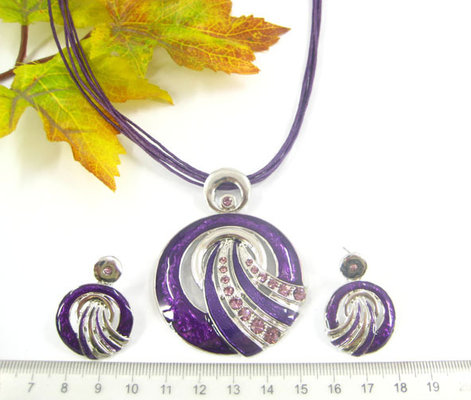 Alloy enamel necklace earrings set necklace round necklace crescent crescent earrings BJX4337