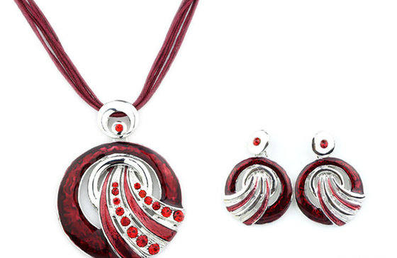 Alloy enamel necklace earrings set necklace round necklace crescent crescent earrings BJX4337