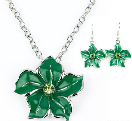 Alloy pink flower necklace flower bud earrings Earrings and Necklace Set BJX4339