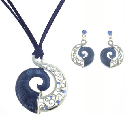 High-grade alloy purple rhinestone necklace Tornado earrings Tornado necklace Whirlpool Earrings and Necklace  BJX4341