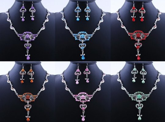 Bridal jewelry wholesale Heart Necklace Heart Earrings Angel Necklace 19720