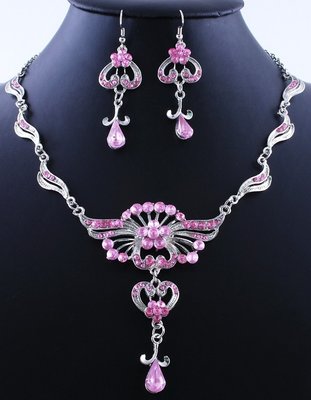 Bridal jewelry wholesale Heart Necklace Heart Earrings Angel Necklace 19720
