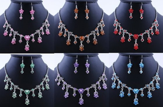 Bridal jewelry wholesale Plum Necklace Plum earrings Tassel necklace 19721