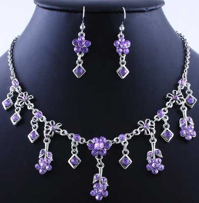 Bridal jewelry wholesale Plum Necklace Plum earrings Tassel necklace 19721