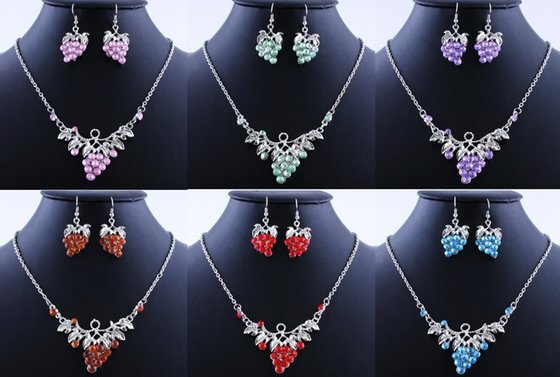 Bridal jewelry wholesale Plum Necklace Plum earrings Tassel necklace 19721