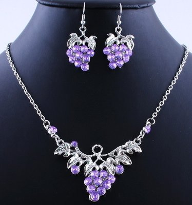 Bridal jewelry wholesale Plum Necklace Plum earrings Tassel necklace 19721