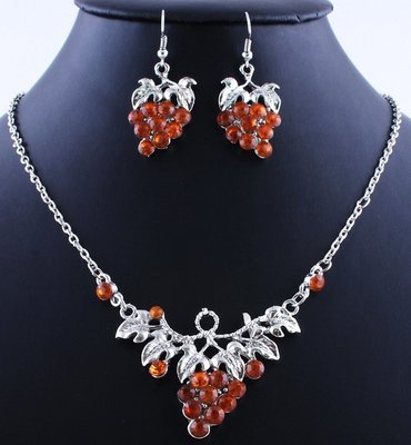 Bridal jewelry wholesale Plum Necklace Plum earrings Tassel necklace 19721
