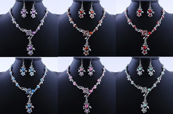 Wholesale fashion alloy rhinestone necklace flower necklace bridal necklace 19725