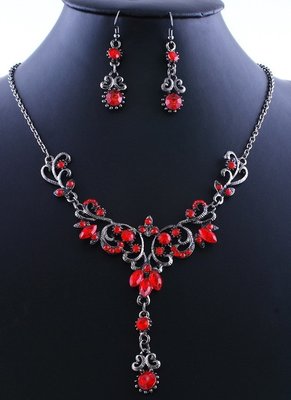 Pink necklace wholesale fashion alloy rhinestone necklace flower bridal necklace 19732