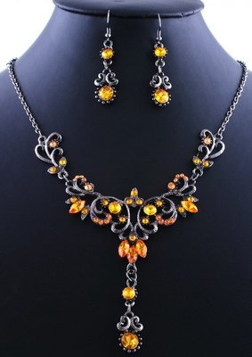 Pink necklace wholesale fashion alloy rhinestone necklace flower bridal necklace 19732