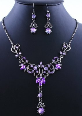 Pink necklace wholesale fashion alloy rhinestone necklace flower bridal necklace 19732