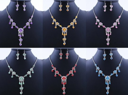 Alloy jewelry set bridal diamond necklace Clover butterfly jewelry wholesale 19744