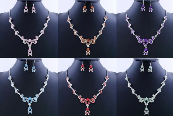 Hot alloy jewelry wholesale bridal necklace earrings geometry package 19747