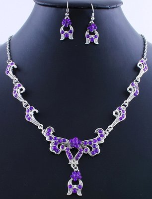 Hot alloy jewelry wholesale bridal necklace earrings geometry package 19747