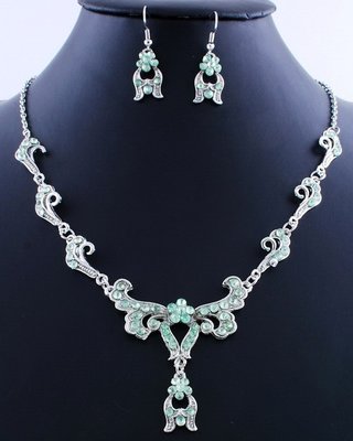 Hot alloy jewelry wholesale bridal necklace earrings geometry package 19747