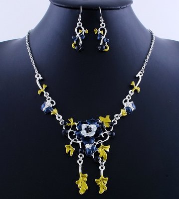 Alloy Necklace Earrings Set Jewelry wholesale flowers Suits Rose necklace factory 19755