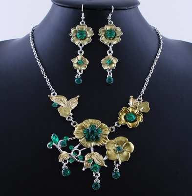 Handmade flower necklace Bud earrings jewelry Alloy flower jewelry 19769