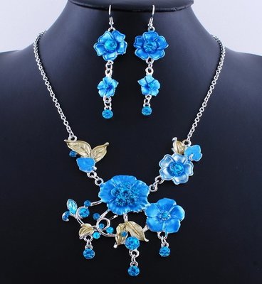 Handmade flower necklace Bud earrings jewelry Alloy flower jewelry 19769