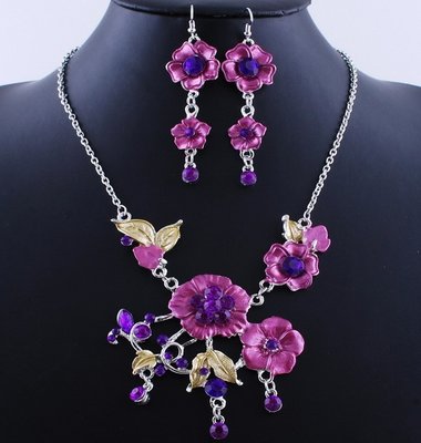 Handmade flower necklace Bud earrings jewelry Alloy flower jewelry 19769