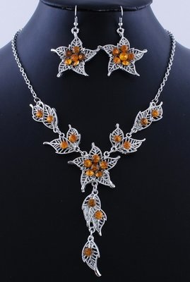 Bride star necklace Star Earrings Set Leaves money alloy Jewelry Set 19776