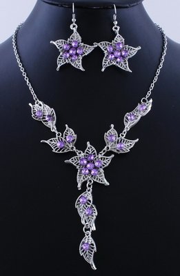 Bride star necklace Star Earrings Set Leaves money alloy Jewelry Set 19776