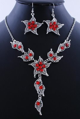 Bride star necklace Star Earrings Set Leaves money alloy Jewelry Set 19776