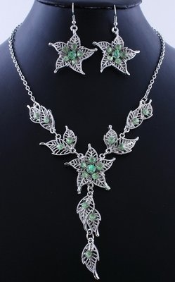 Bride star necklace Star Earrings Set Leaves money alloy Jewelry Set 19776