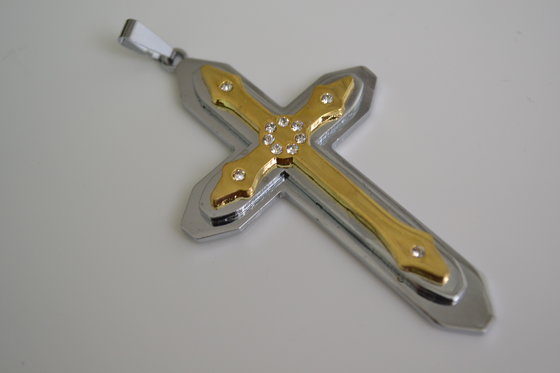 Three golden cross Cross center Steel-colored crucifix Couple Cross SZJ-8002