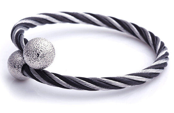 Titanium steel bracelet Personalized twist bracelet Matte bead bracelet MY-6001