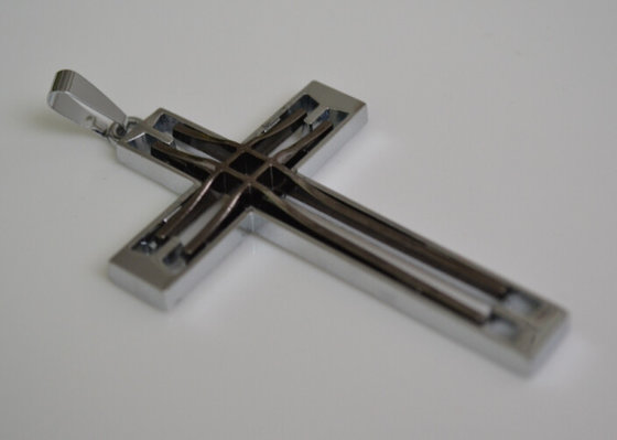 Pierced Cross Retro double necklace Black Cross SZJ-8010