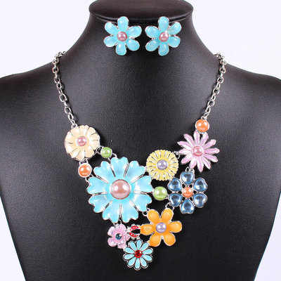 New five diamond wedding flower jewelry necklace dripping suit MD-1438