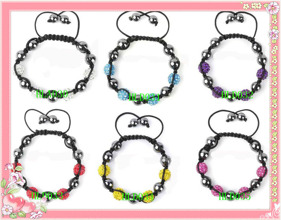 Europe and the United States selling jewelry knitting Hand Strap + diamond + hematite Shambhala bracelet B001