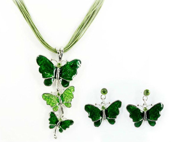Enamel butterfly necklace red pink butterfly earrings butterfly necklace Jewelry Set BJX-4333