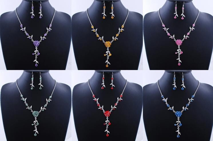 Alloy flower necklace earring jewelry set bridal jewelry sets in Europe and America 19789