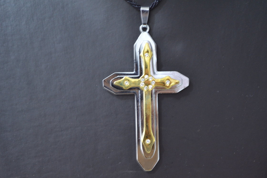 Three golden cross Cross center Steel-colored crucifix Couple Cross SZJ-8002