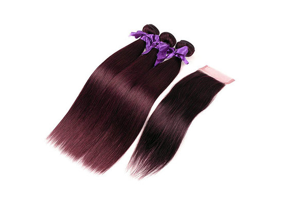 Unprocessed Straight Bundles With Closure / Comfortable Human Hair Extension Bundles